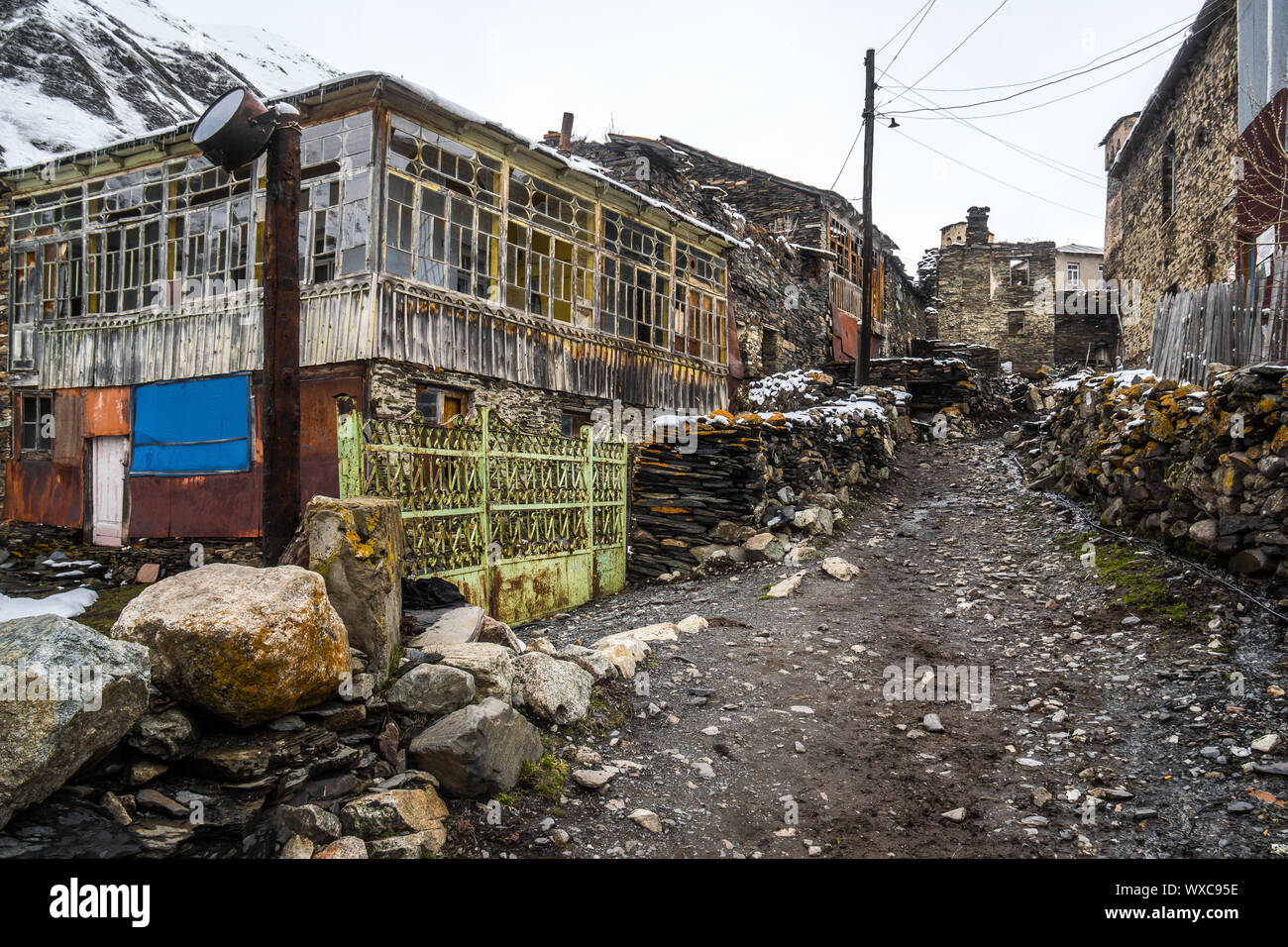 old village houses in ushguli Stock Photo - Alamy