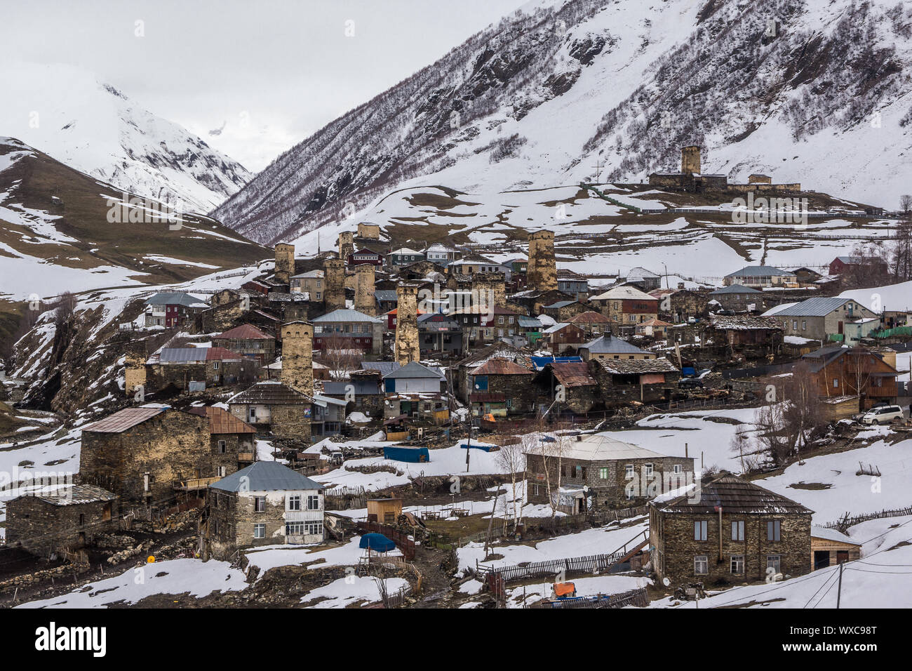 unesco world heritage stone defense towers of ushguli Stock Photo - Alamy