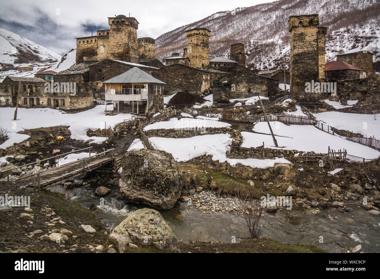 stone architecture in ushguli Stock Photo - Alamy