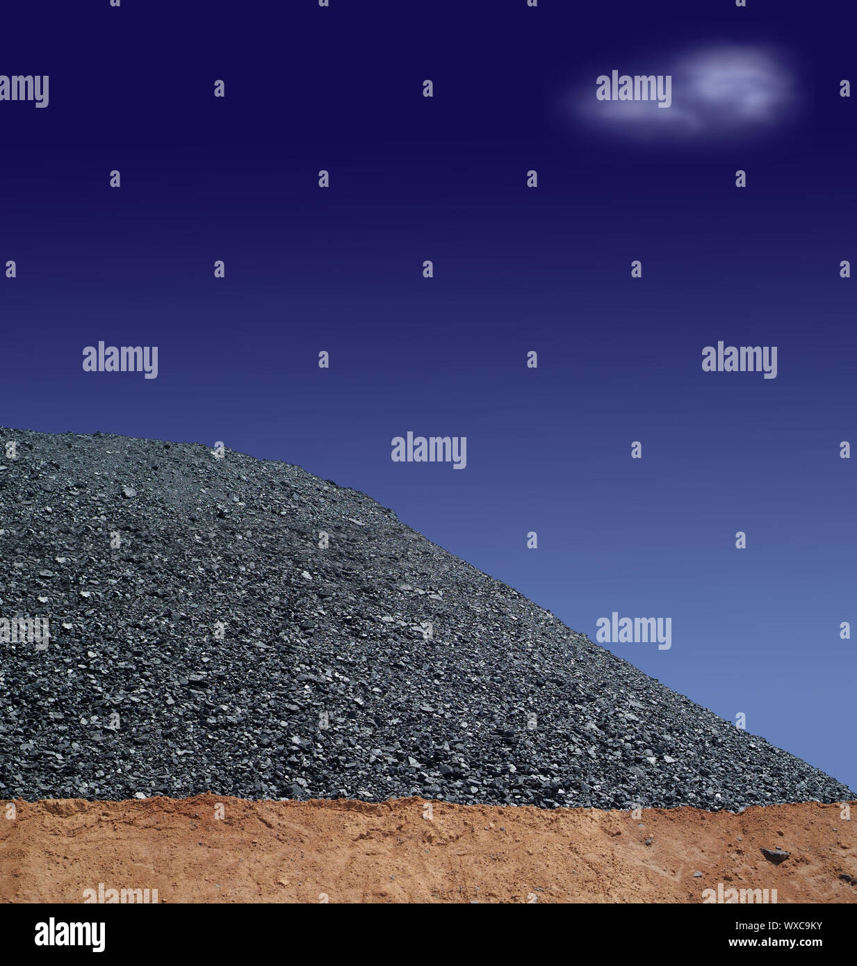 Coal mining hill of black energy on blue sky with white cloud Stock ...