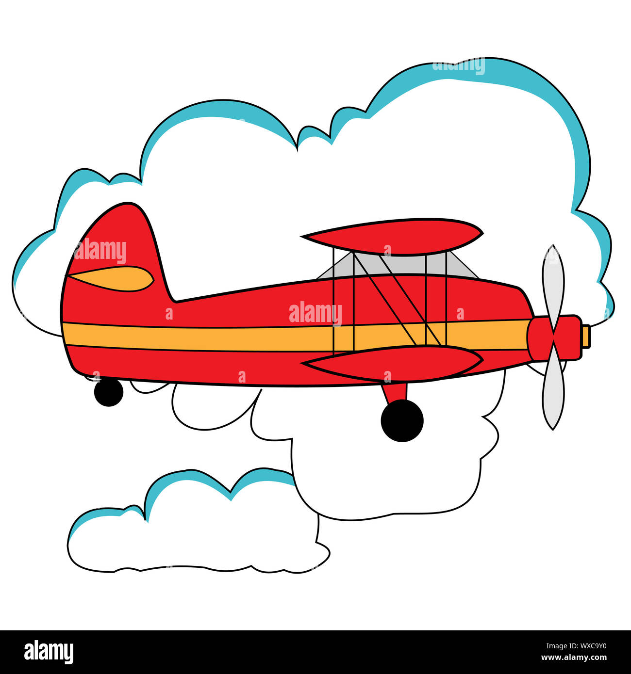 Cartoon biplane flying in hi-res stock photography and images - Alamy