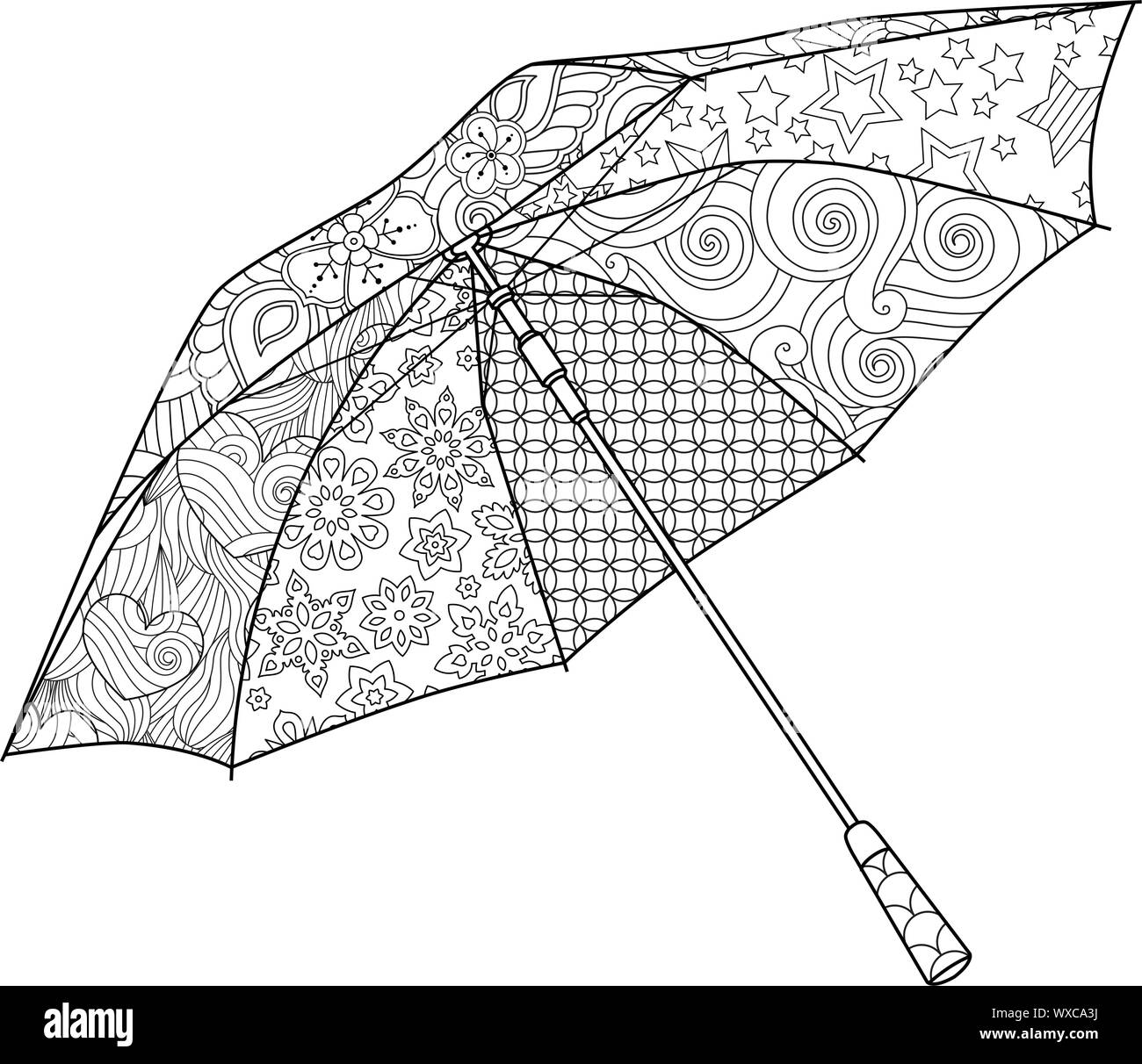 Umbrella in Zentangle inspired doodle style isolated on white. Coloring ...