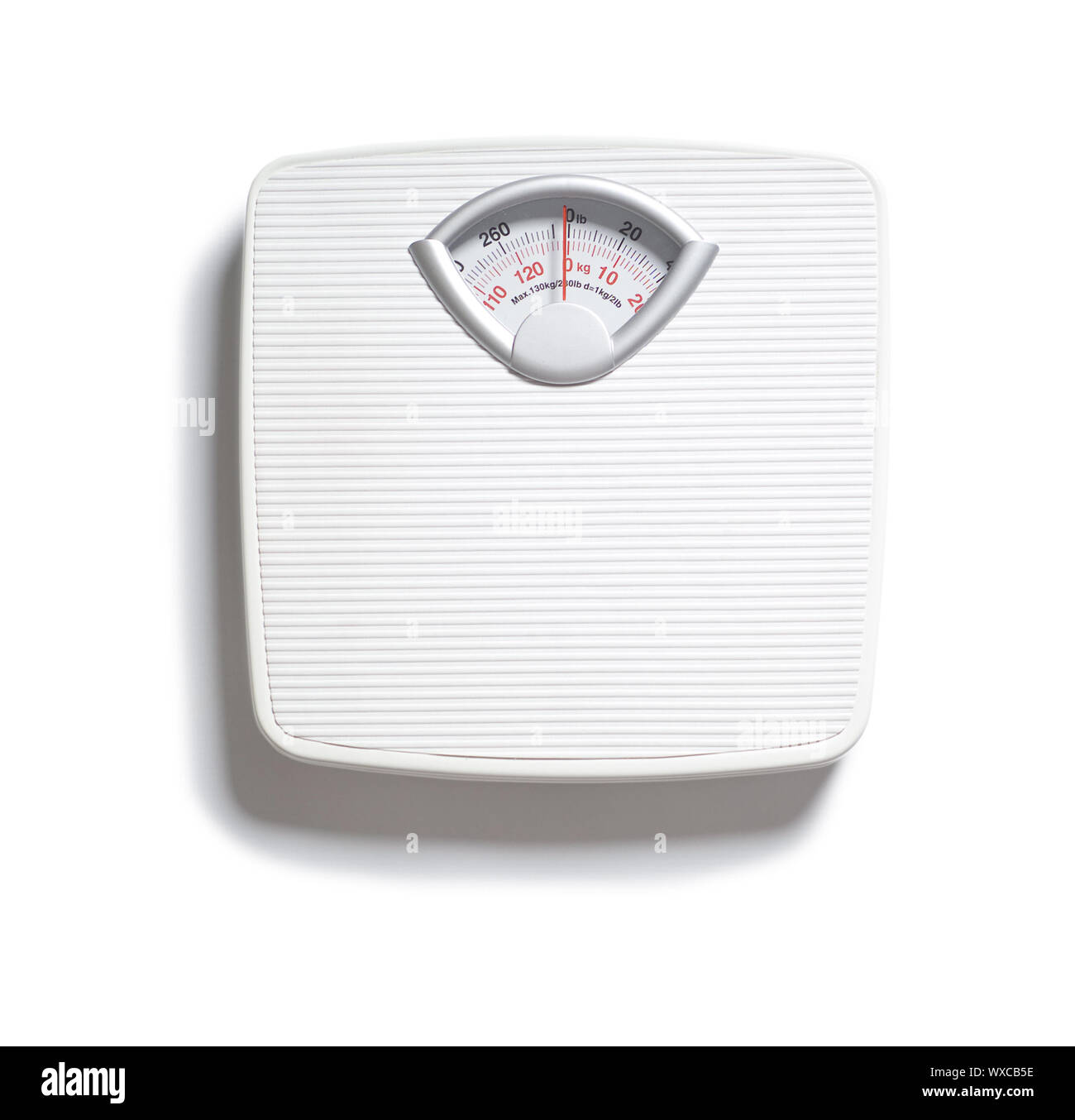 Diet bathroom weight foot scale on white Stock Photo - Alamy