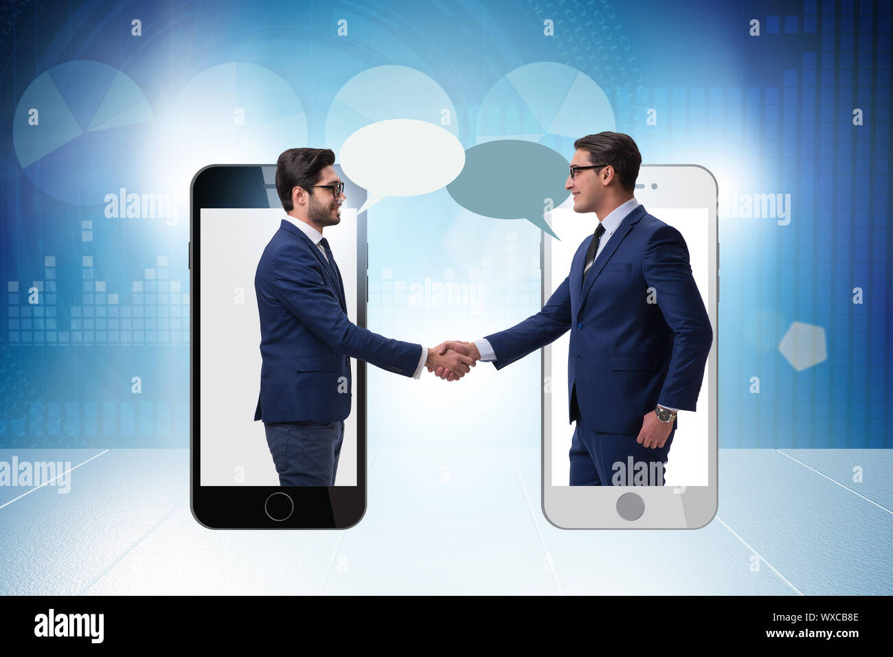 Concept of communication with businessmen handshaking Stock Photo - Alamy