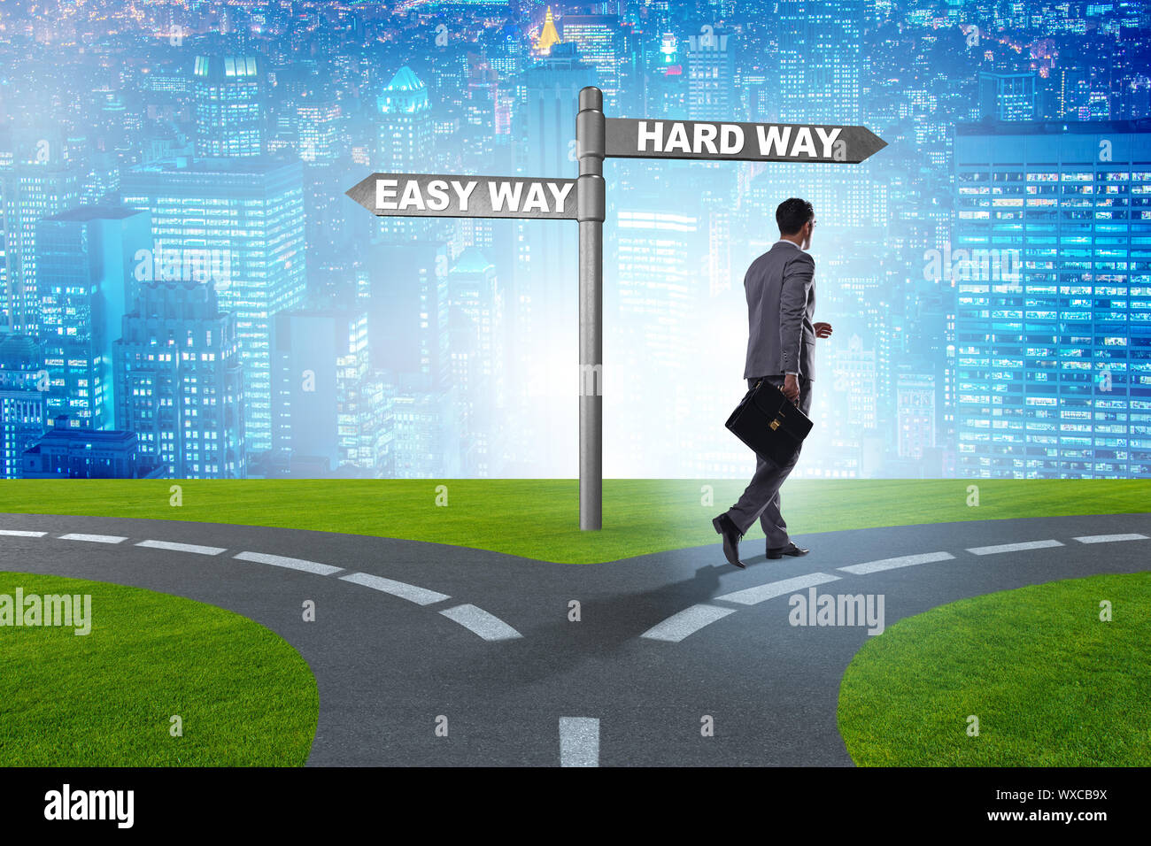 Easy way versus hard way hi-res stock photography and images - Alamy