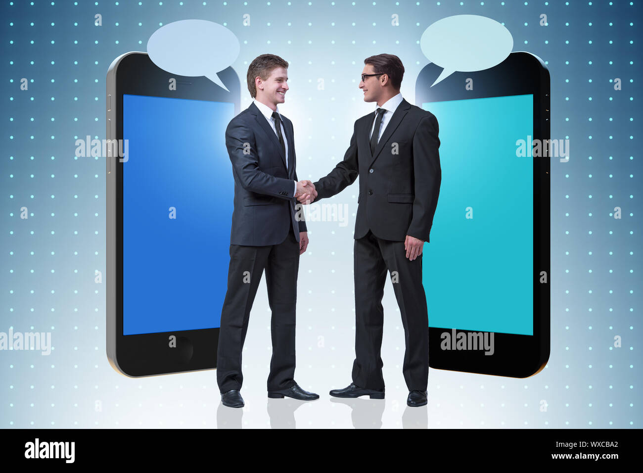 Concept of communication with businessmen handshaking Stock Photo - Alamy