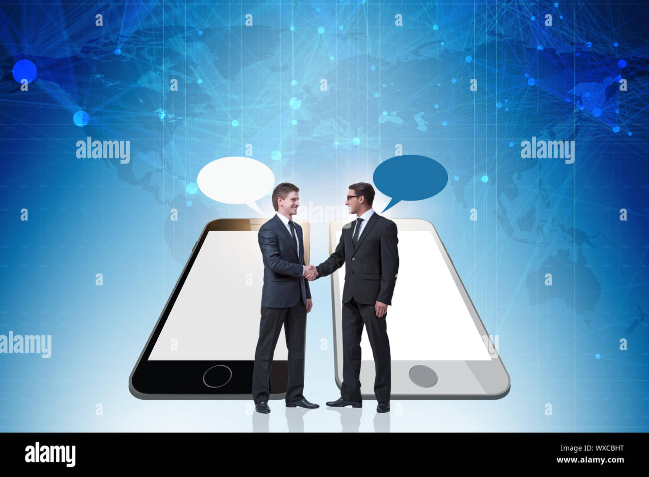 Concept of communication with businessmen handshaking Stock Photo - Alamy