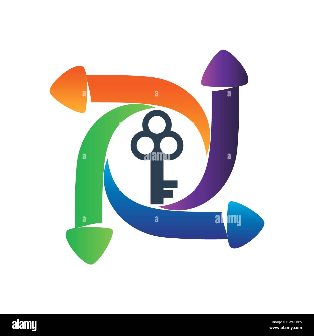 Key Four Arrow Direction Vector color Isolated Stock Vector Image & Art ...