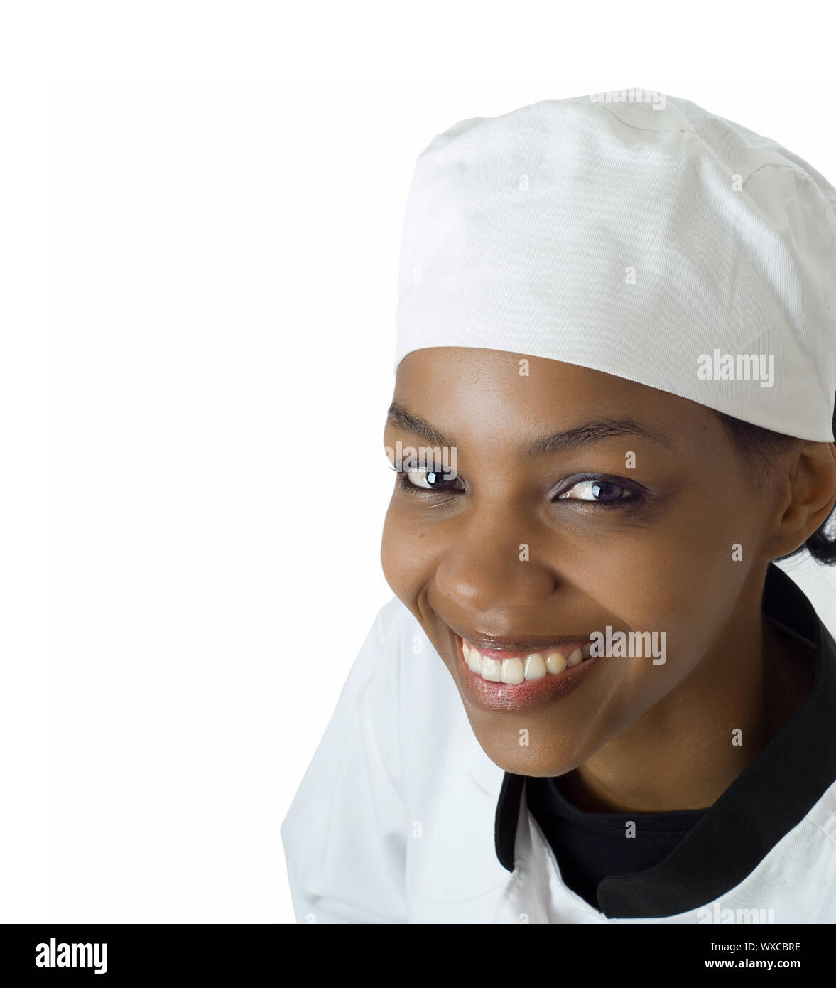 African American female woman black professional chef isolated on white ...