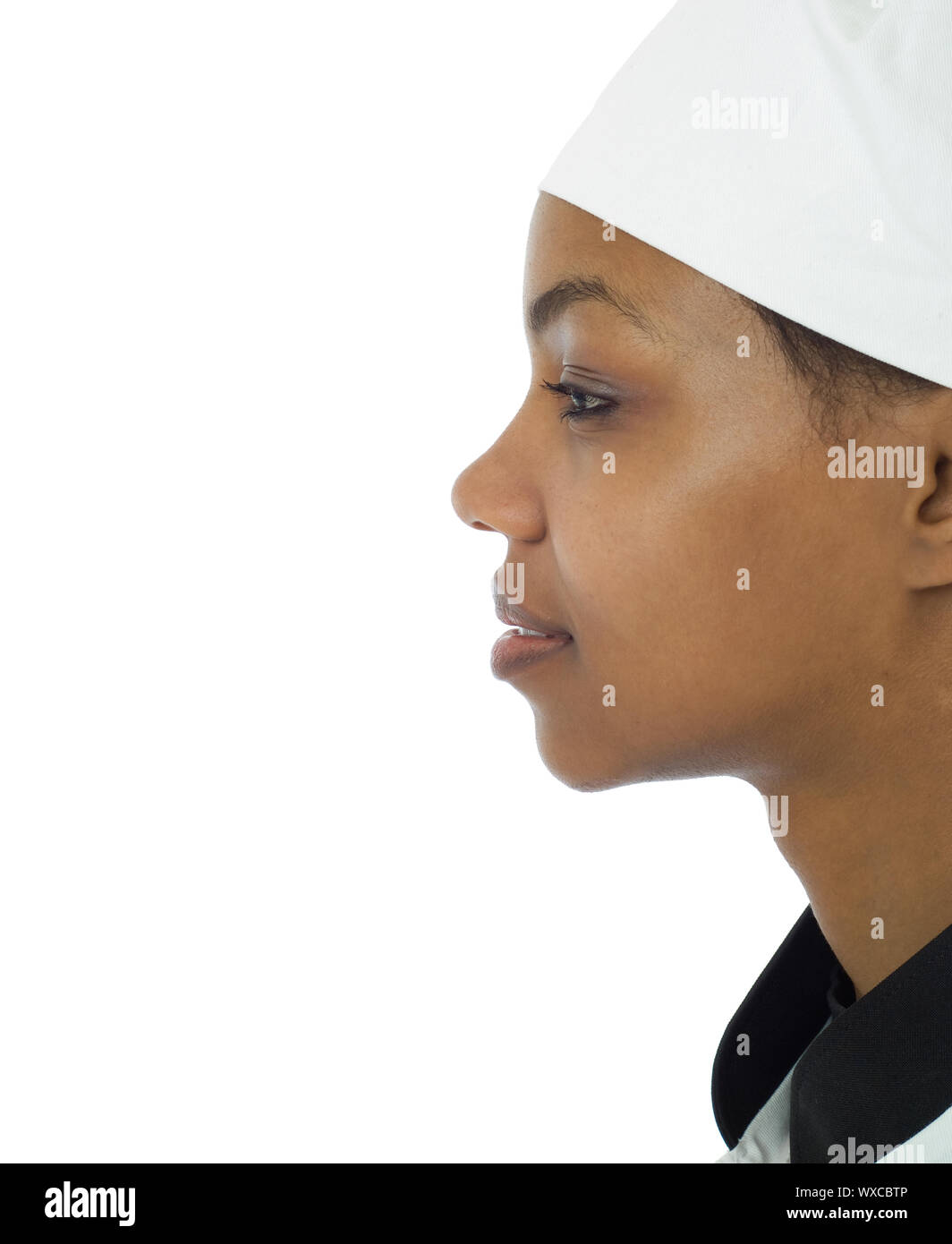 Female woman chef side profile portrait Stock Photo - Alamy