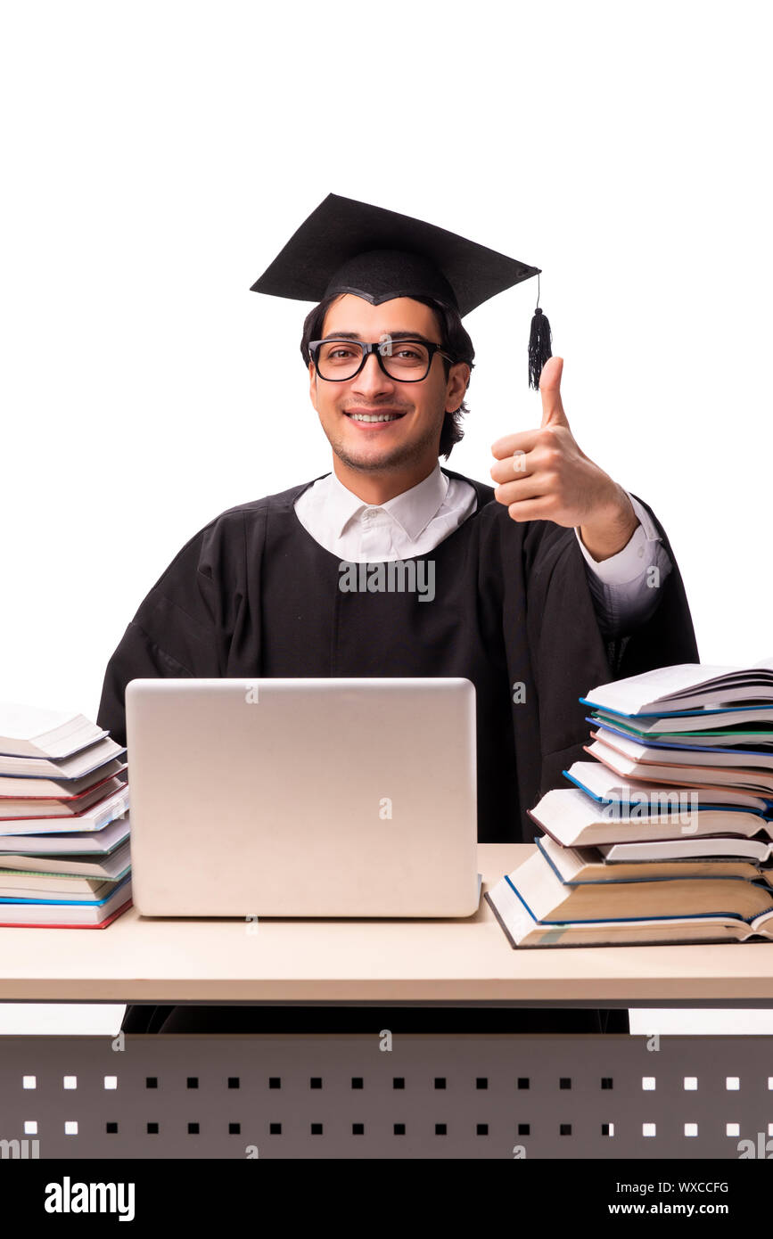 Young handsome student isolated on white Stock Photo - Alamy