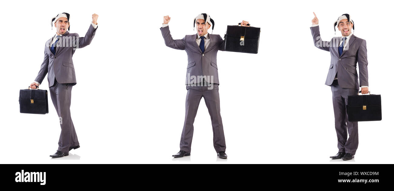 Funny clown businessman with briefcase Stock Photo - Alamy