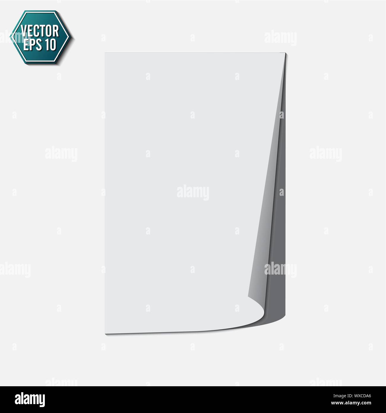 Page curl with shadow on a blank sheet of paper, design element for ...
