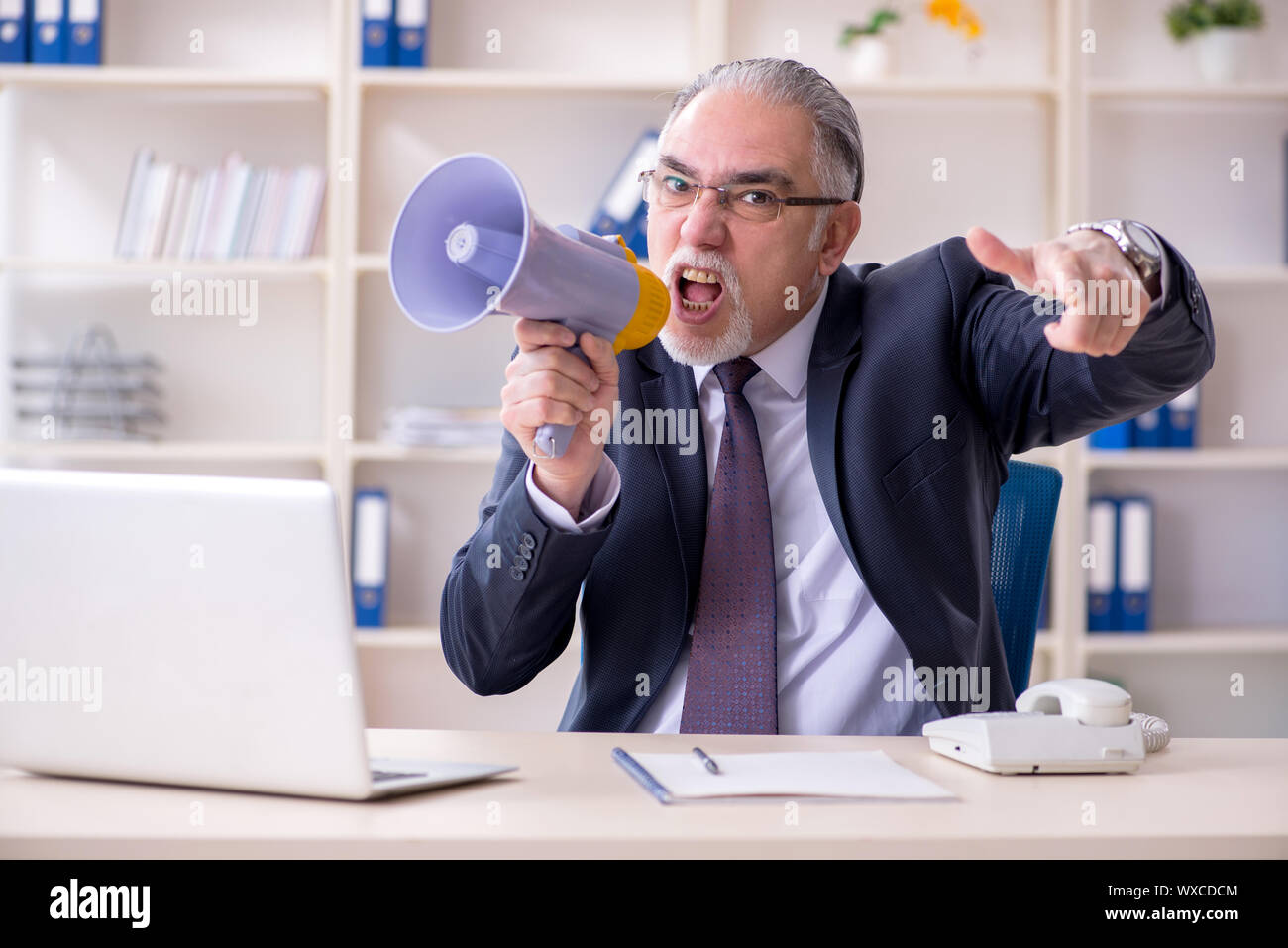 Angry senior businessman pointing hi-res stock photography and images ...