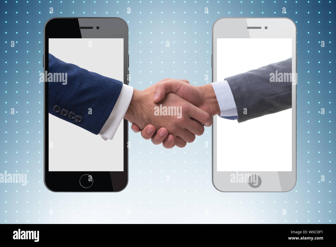 Concept of communication with businessmen handshaking Stock Photo - Alamy