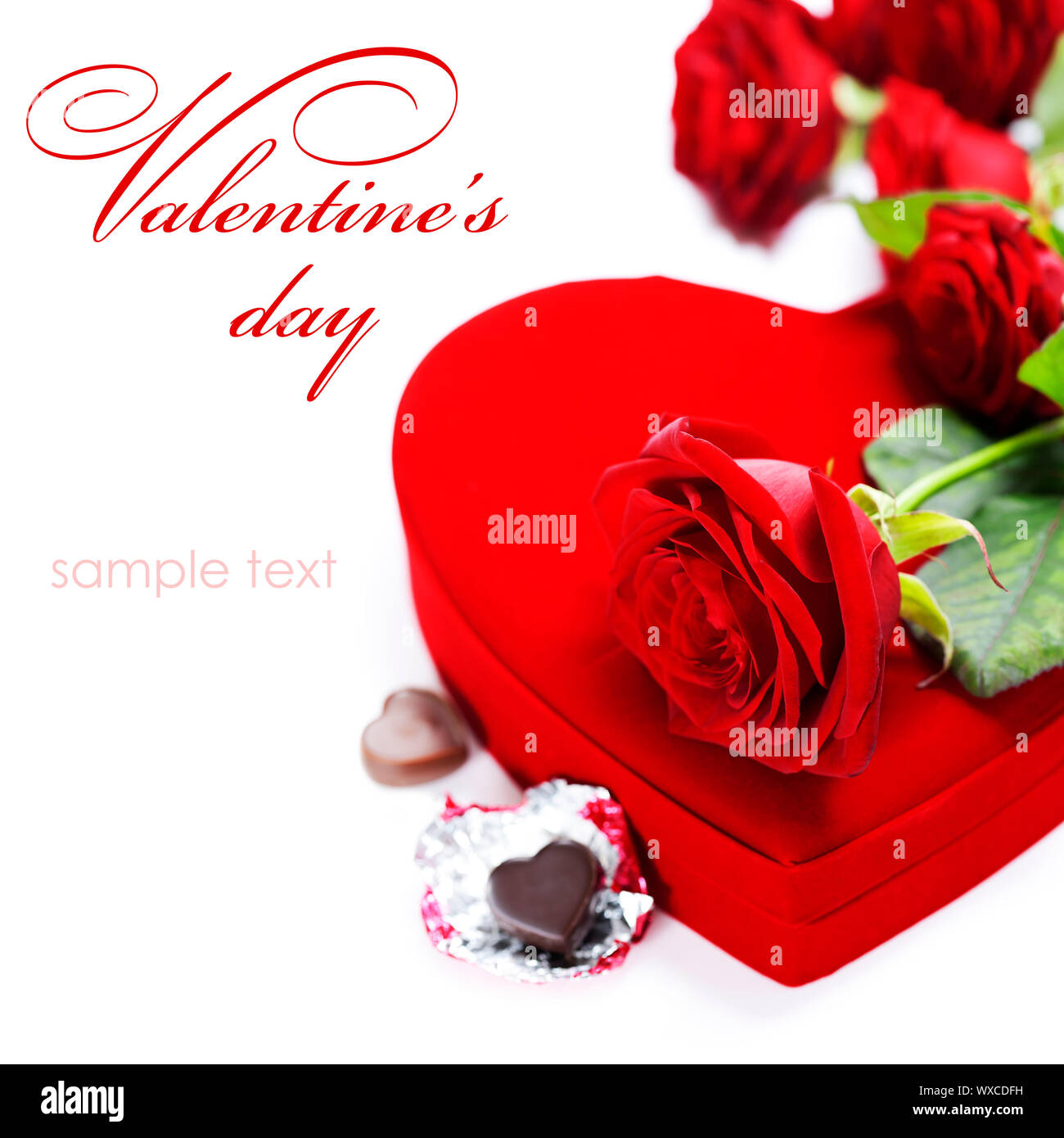 red roses and chocolate hearts for Valentine's Day (with sample text ...