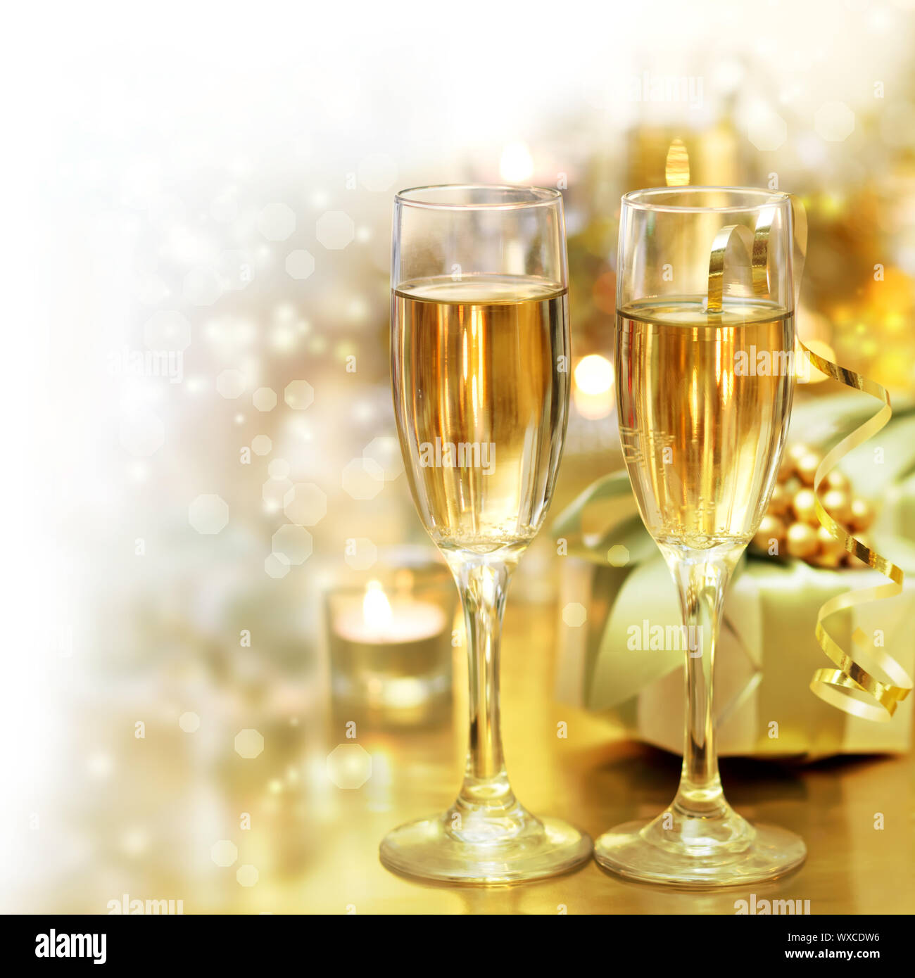 shining champagne classes with fade to white copy space Stock Photo - Alamy