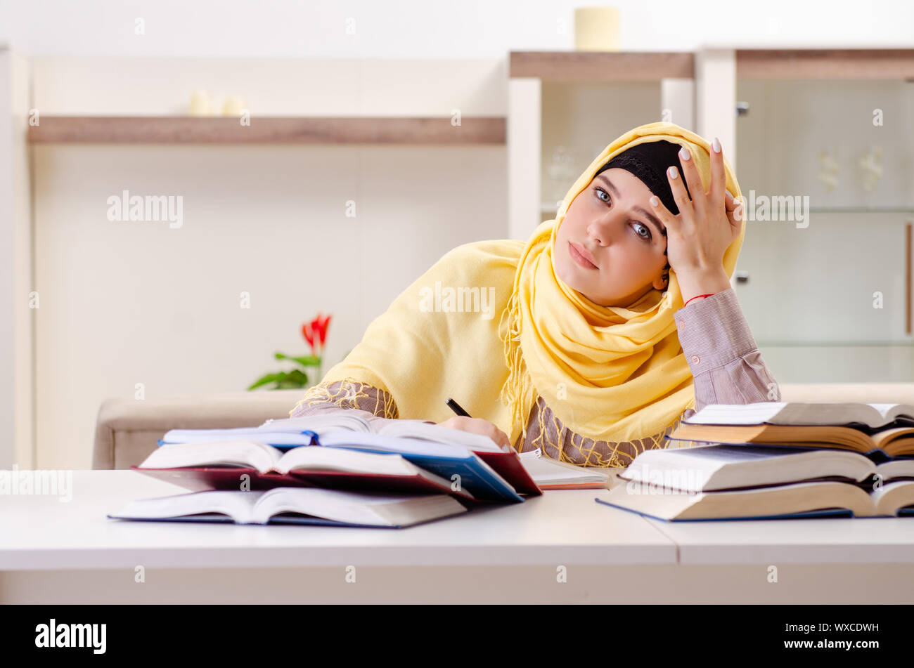 Female student in hijab preparing for exams Stock Photo - Alamy
