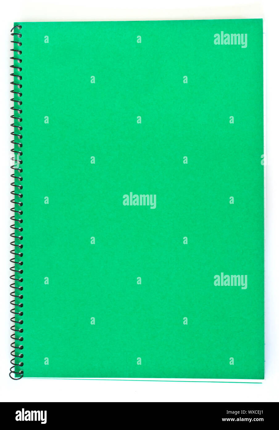 Spiral Green Notebook on White Backround Stock Photo - Alamy
