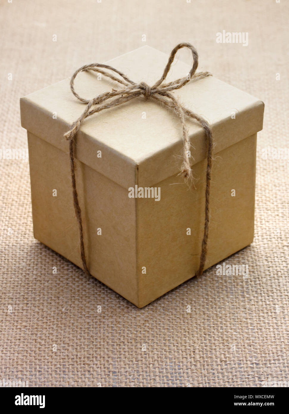 Cardboard box tied with rope Stock Photo - Alamy