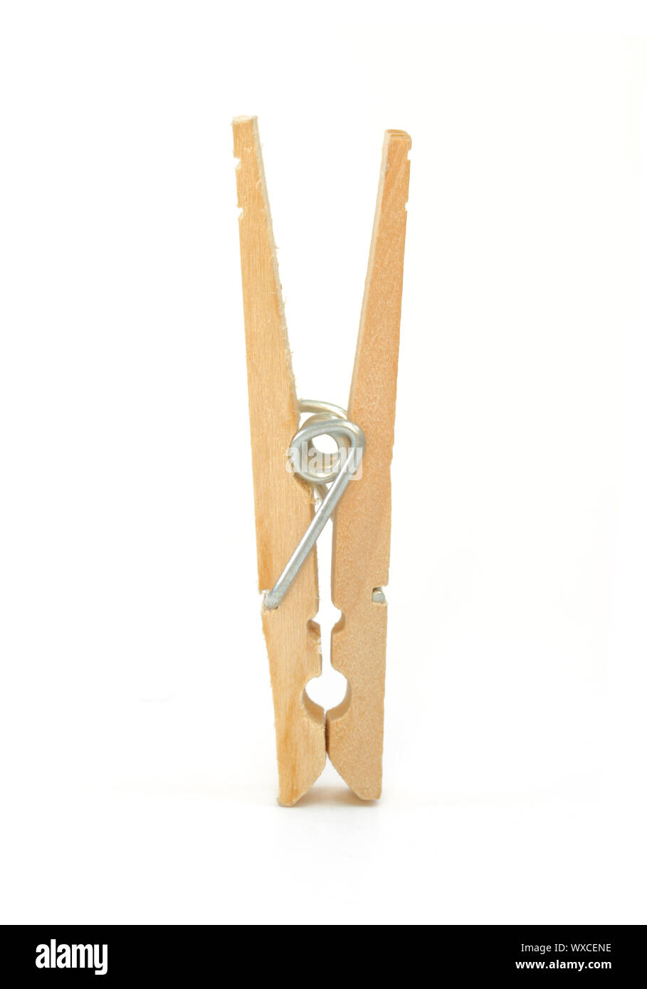 Wooden Clothespin Isolated on White Background Stock Photo - Alamy