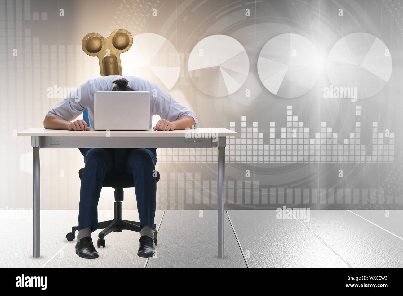 Employee losing energy from too much work Stock Photo - Alamy