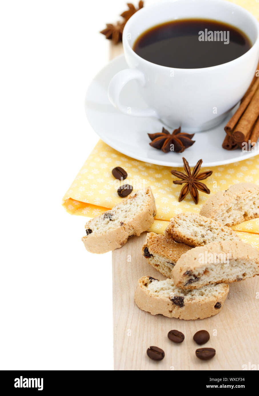 Coffee break - cup of coffee with biscuits with spices Stock Photo - Alamy