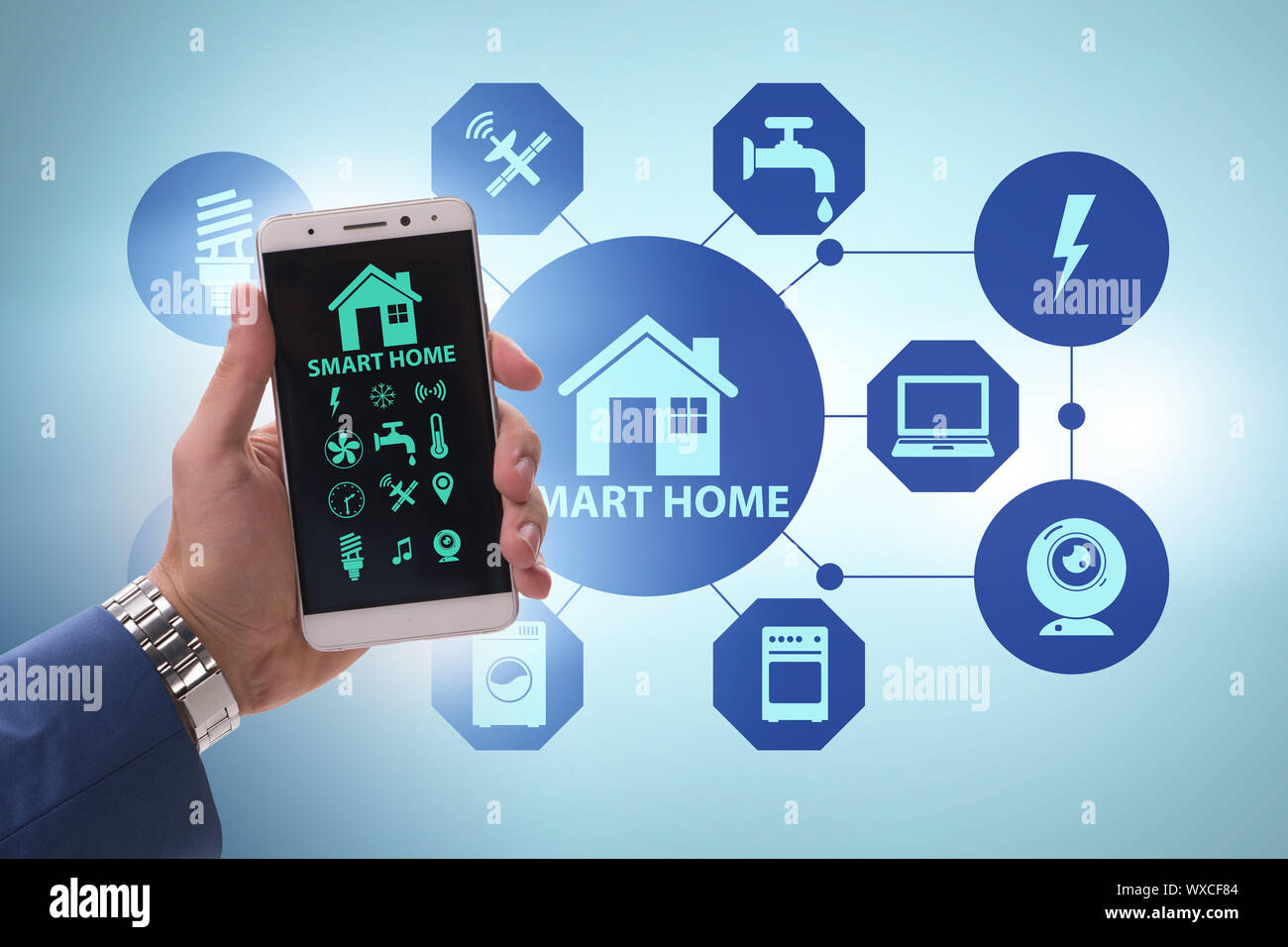 Smart home concept with devices and appliances Stock Photo - Alamy