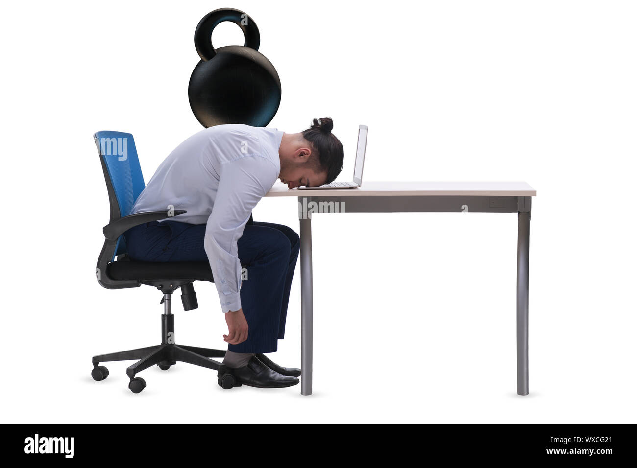 Employee with burden of work Stock Photo - Alamy