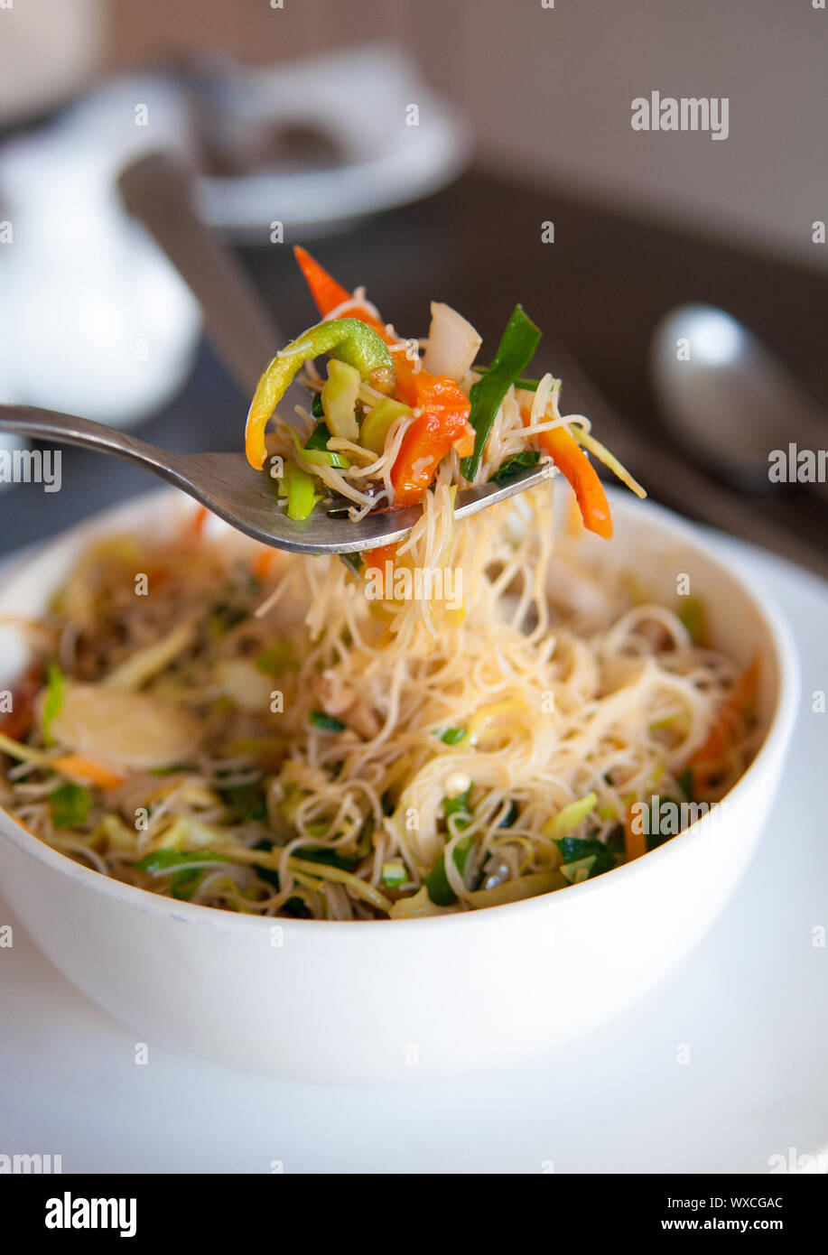 Close up Singapore fried rice noodles Stock Photo - Alamy