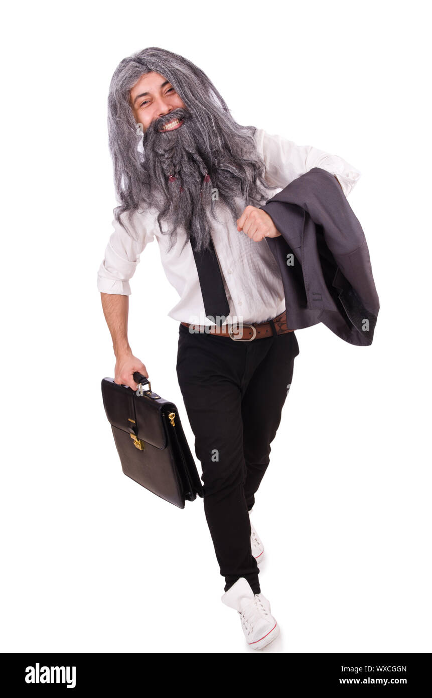 Happy old man gray beard Cut Out Stock Images & Pictures - Alamy