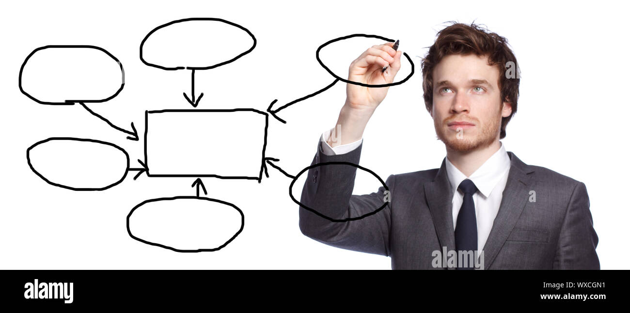 Businessman drawing a graph with black marker Stock Photo - Alamy