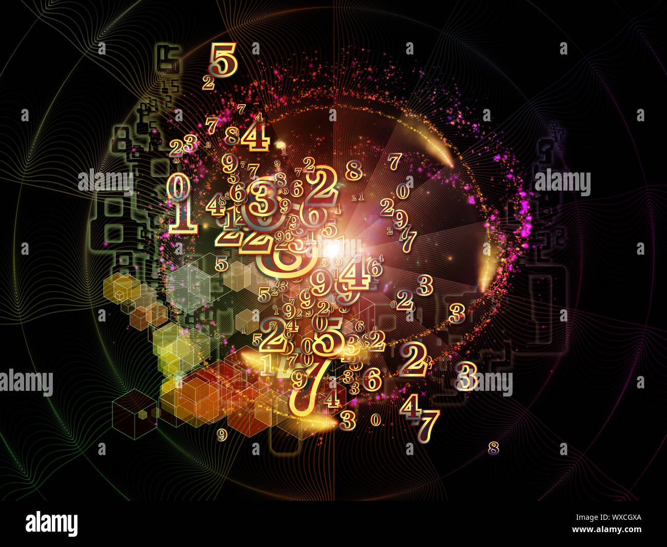Digital Splash series. Abstract arrangement of numbers, gradients and ...
