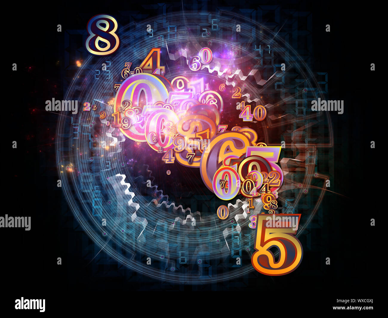 Digital Splash series. Abstract arrangement of numbers, gradients and ...