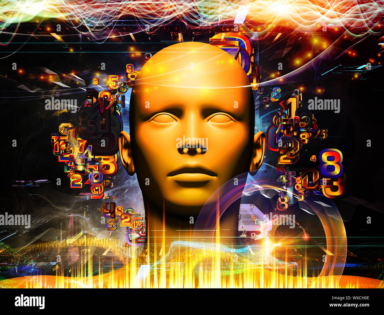 Android Dream series. Backdrop of human model, numbers and design ...