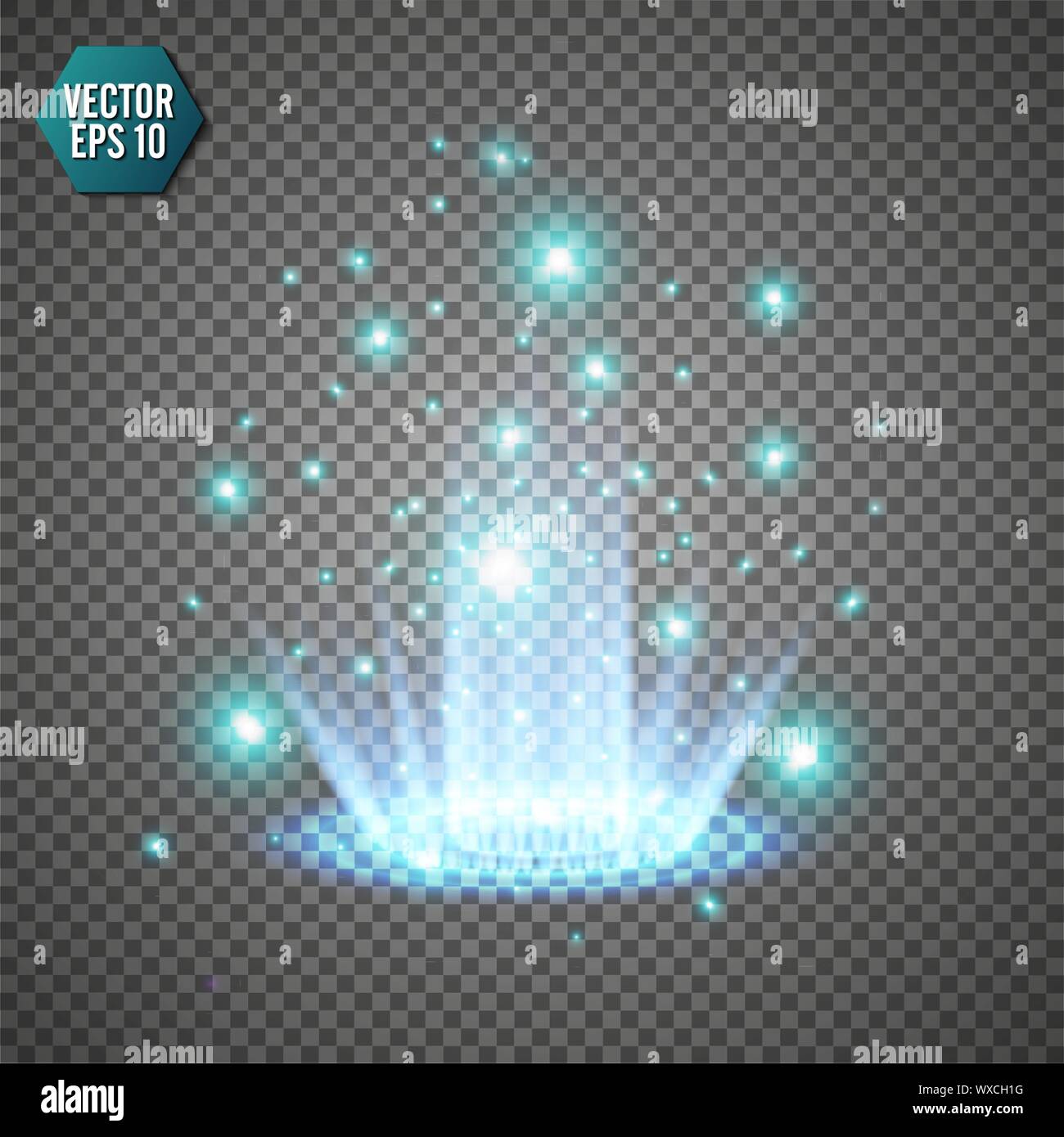Magic fantasy portal. Futuristic teleport. Light effect. Blue candles ...