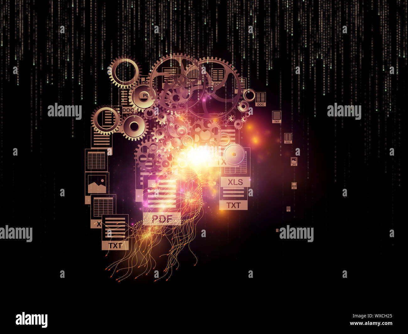 Arrangement of various technology related elements on the subject of ...