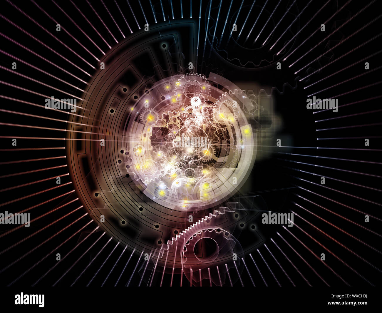 Abstract design made of various technology related elements on the ...