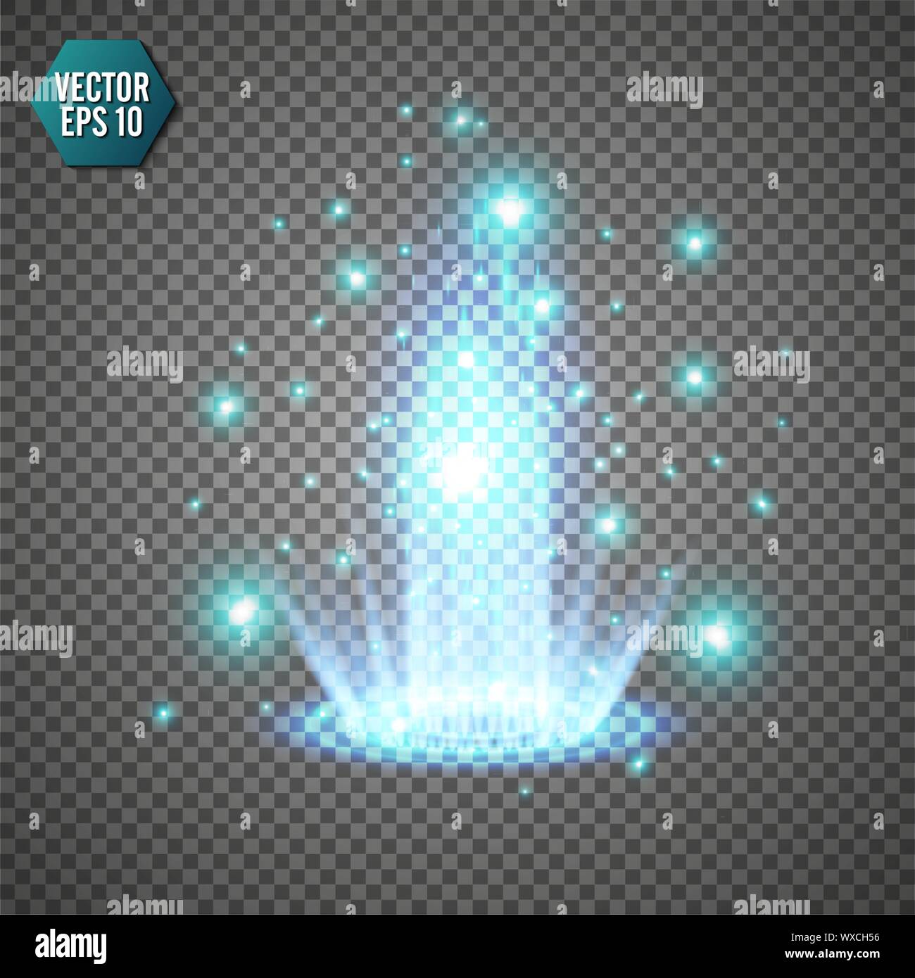 Magic fantasy portal. Futuristic teleport. Light effect. Blue candles ...