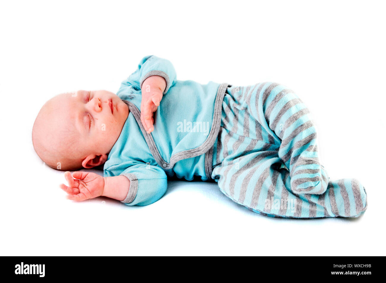 cute little baby sleeping in blue Stock Photo - Alamy