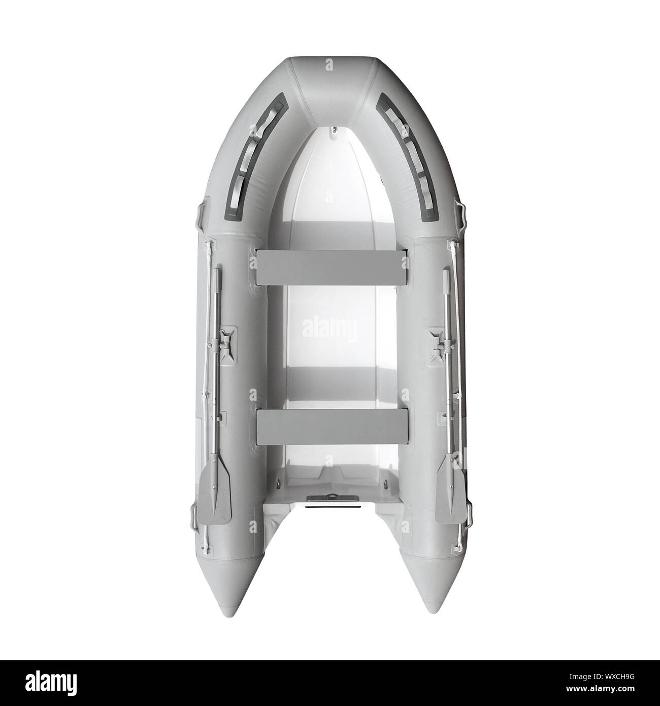 isolated inflatable boat on white background with path, plan view Stock ...