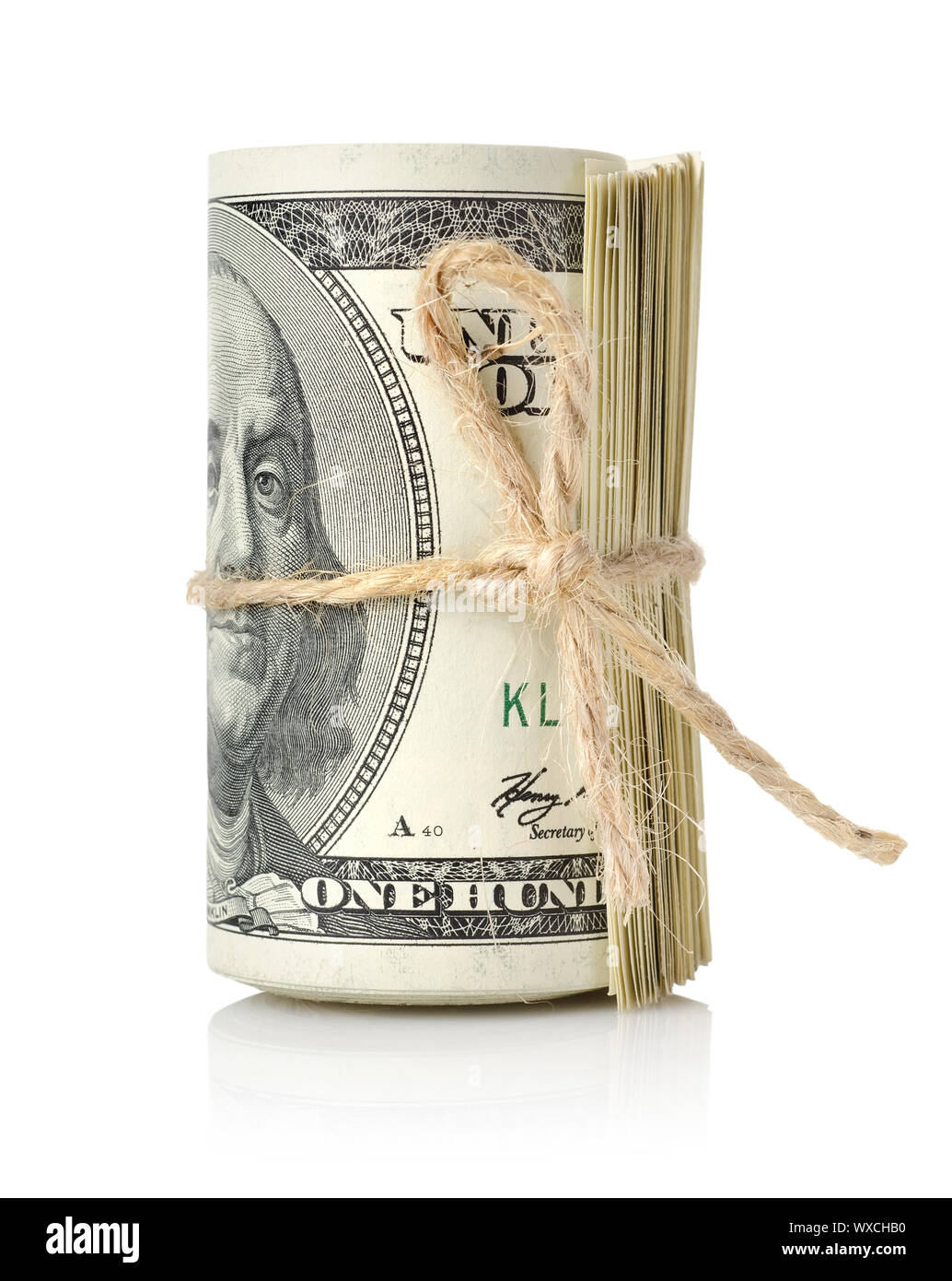 Roll of money isolated on white background Stock Photo - Alamy