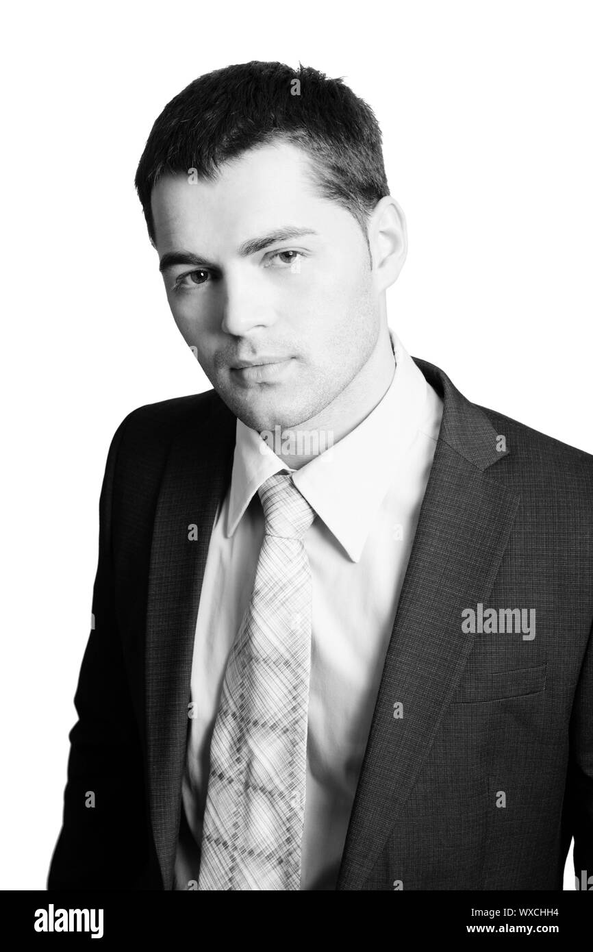 Serious man wearing suit Black and White Stock Photos & Images - Alamy