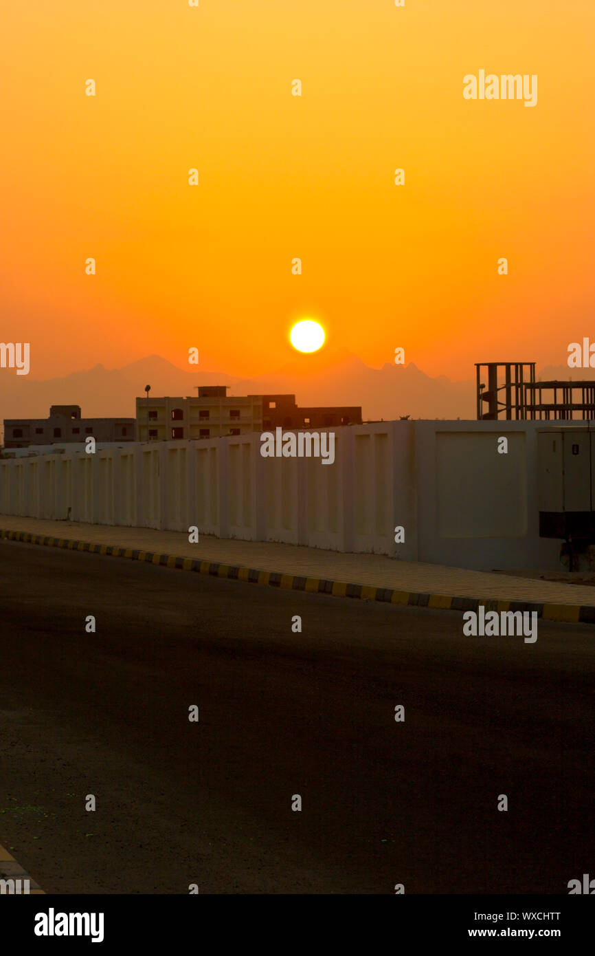 Sunset abowe construction in Egypt, Al Ghardaqah Stock Photo - Alamy