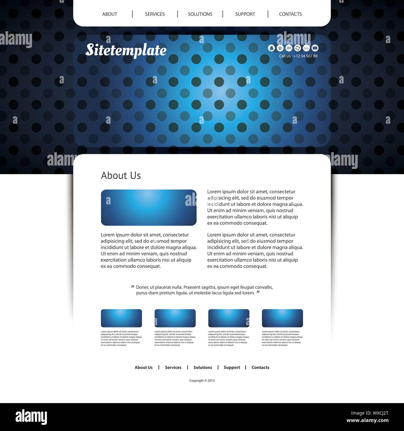 Website Template with Blue Abstract Header, Vector Design Stock Vector ...