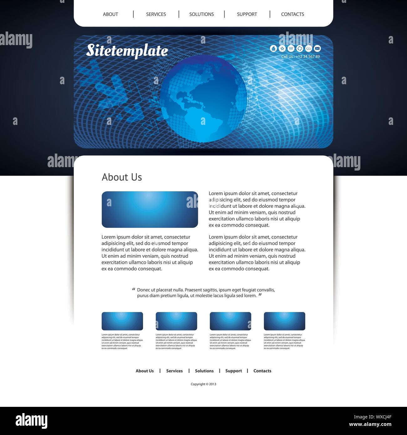 Website Template with Abstract Header Design - Earth, Arrows, Wavy ...