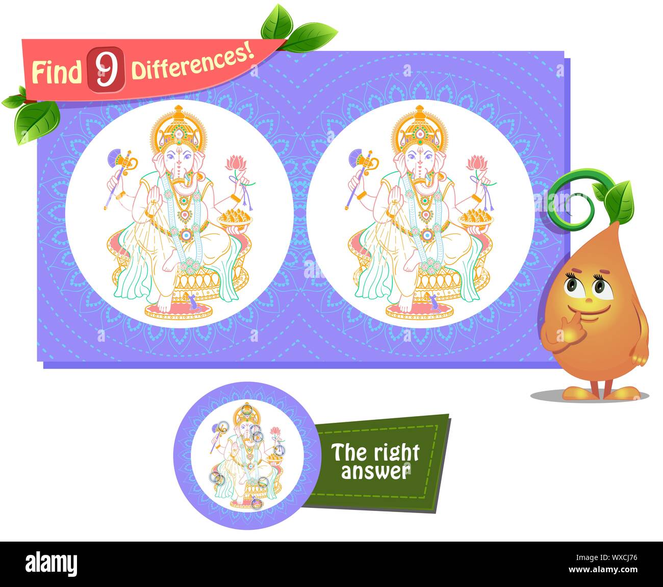 visual game for children and adults. Task game to find 9 differences ...