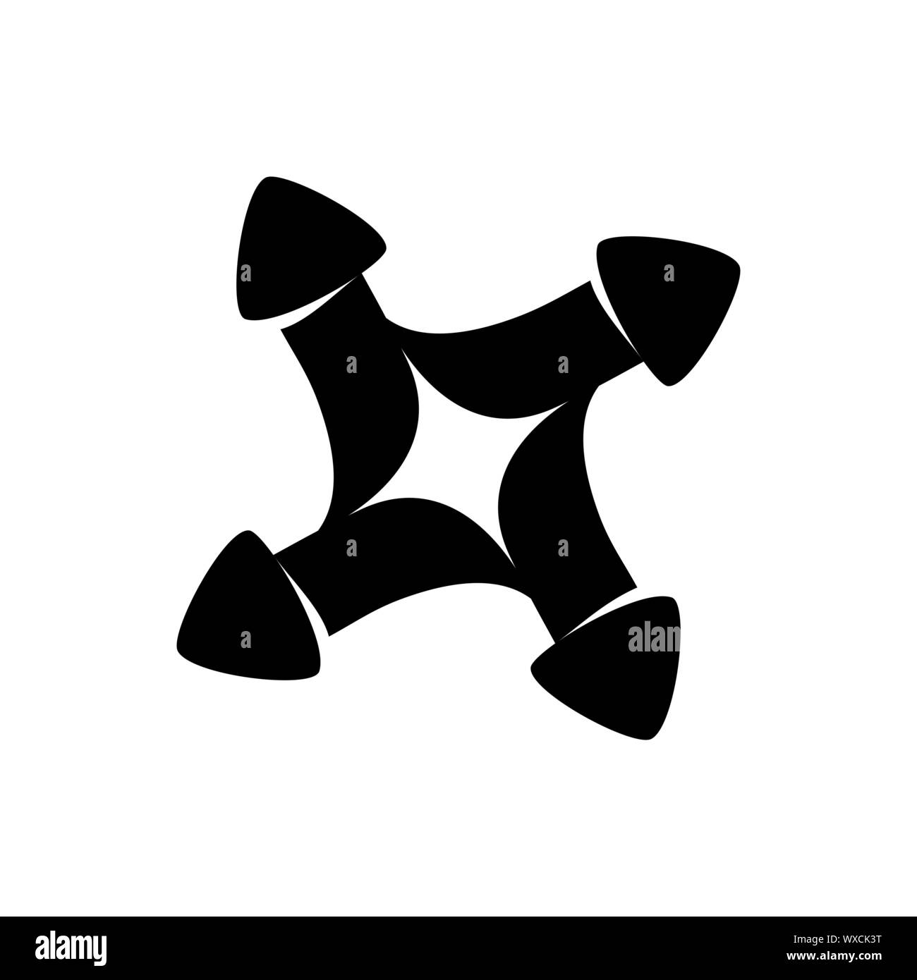 Four Rotation Arrow Direction Vector Black Color Isolated Stock Vector ...