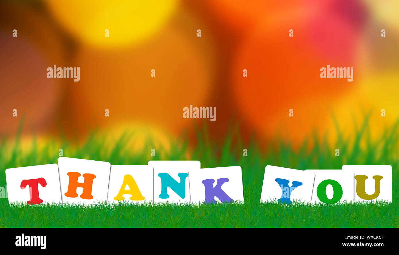 Word thank you concept on green grass background Stock Photo - Alamy