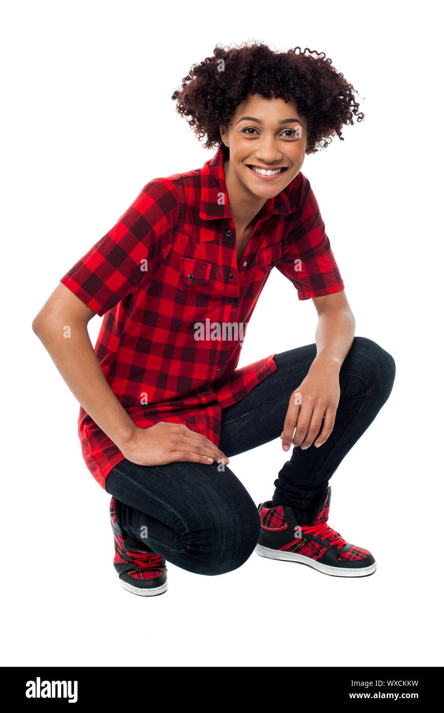 Squatting posture Cut Out Stock Images & Pictures - Alamy